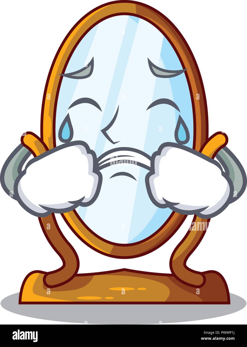 Crying cartoon big antique mirror in frame Stock Vector Image & Art - Alamy