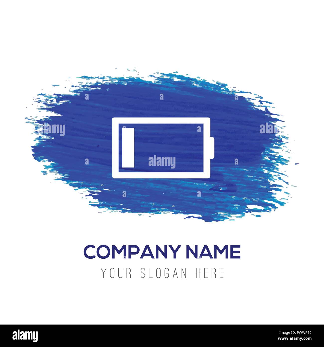 Charging battery icon . Battery icon - Blue watercolor background Stock ...