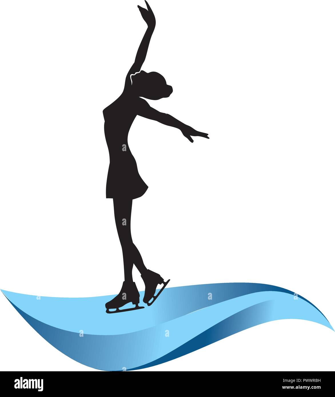 ice skating, young woman silhouette, logo icon Stock Vector Image & Art ...