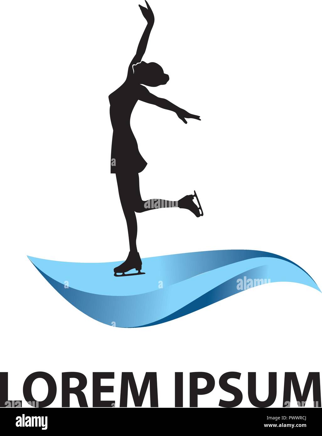 ice skating, young woman silhouette, logo icon Stock Vector Image & Art ...