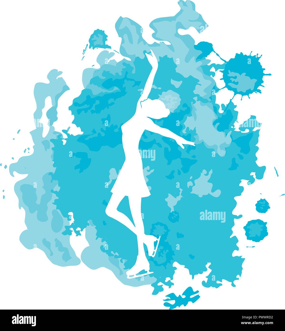 ice skating, young woman silhouette, logo icon Stock Vector Image & Art ...