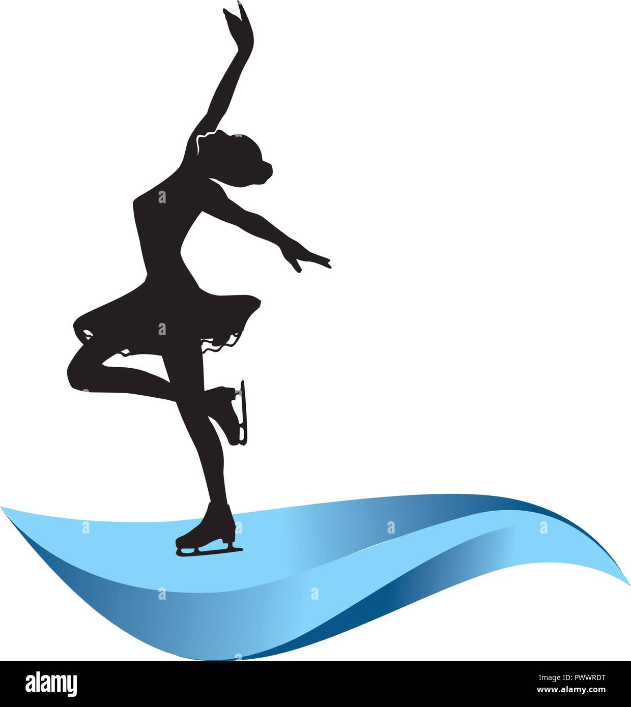 ice skating, young woman silhouette, logo icon Stock Vector Image & Art ...