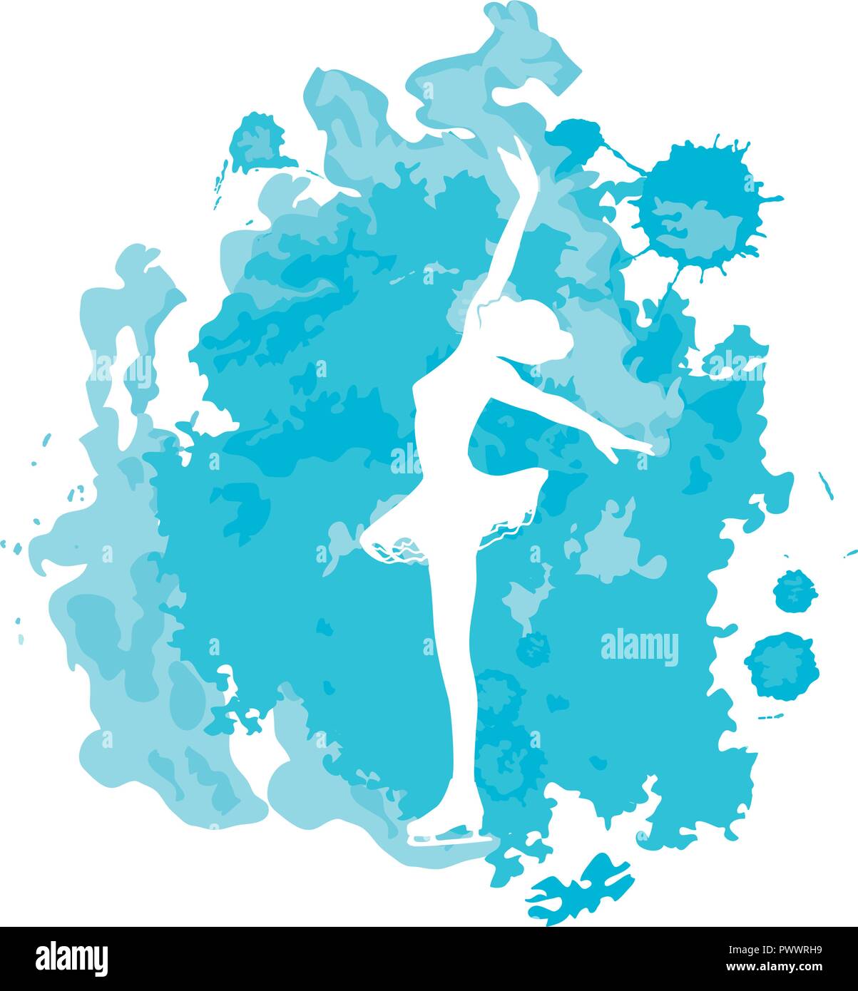 ice skating, young woman silhouette, logo icon Stock Vector Image & Art ...