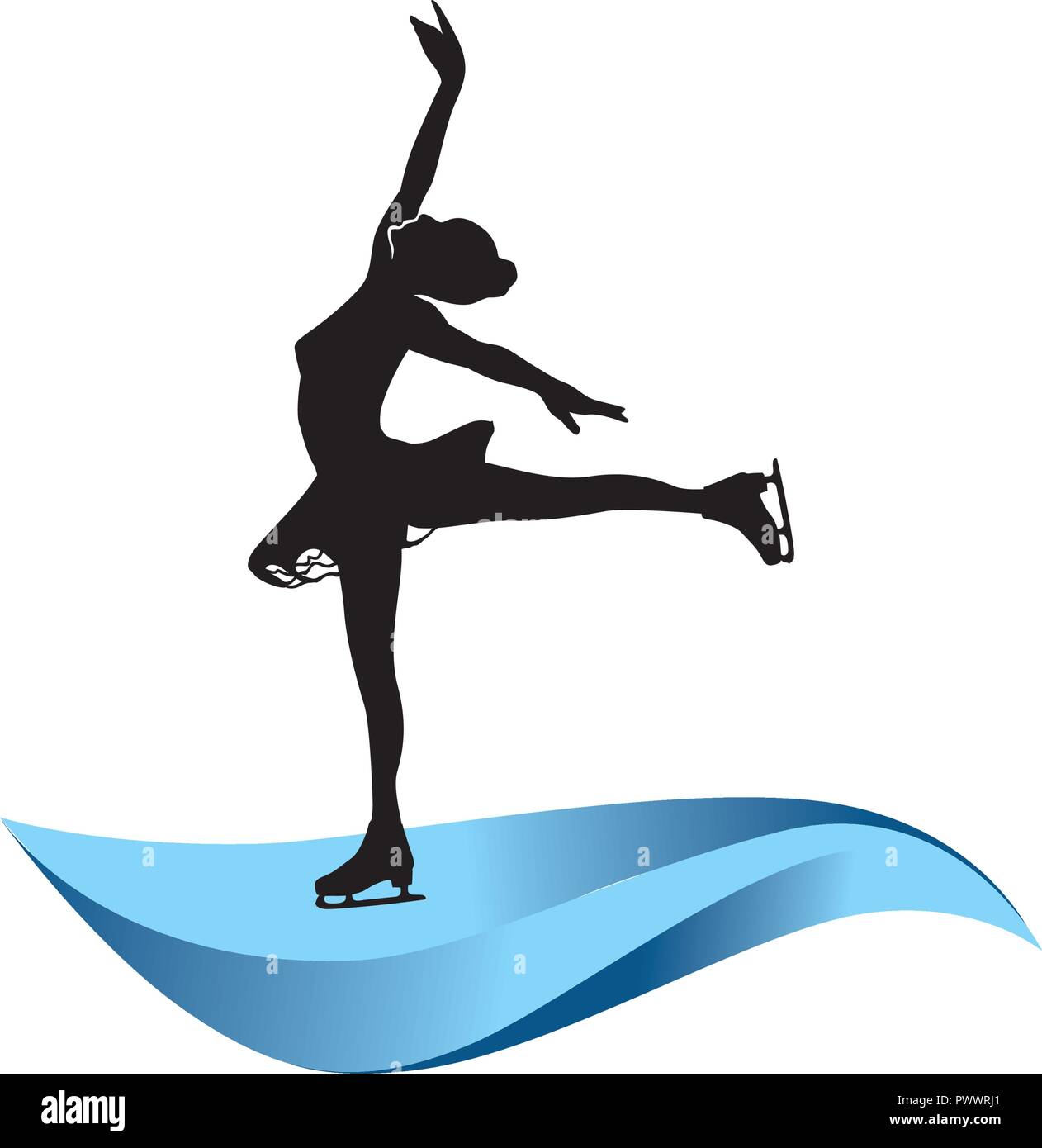 ice skating, young woman silhouette, logo icon Stock Vector Image & Art ...