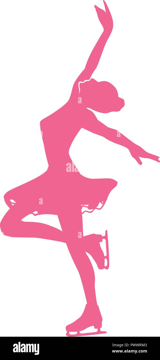 ice skating, young woman silhouette, logo icon Stock Vector Image & Art ...