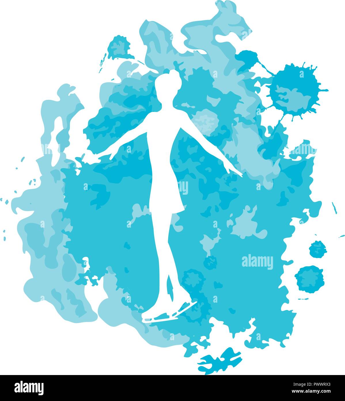 ice skating, young woman silhouette, logo icon Stock Vector Image & Art ...