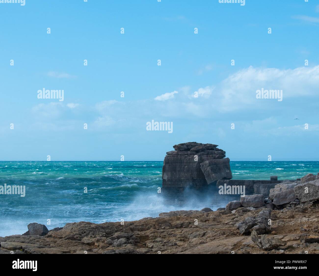 Pultpit rock and trinity monument Dorset Portland bill Stock Photo - Alamy