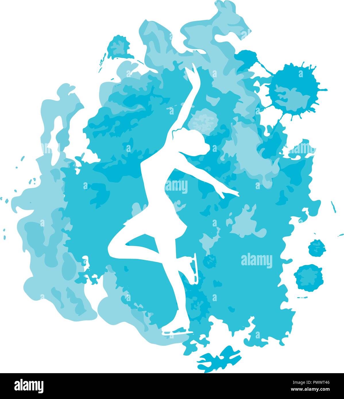 ice skating, young woman silhouette, logo icon Stock Vector Image & Art ...