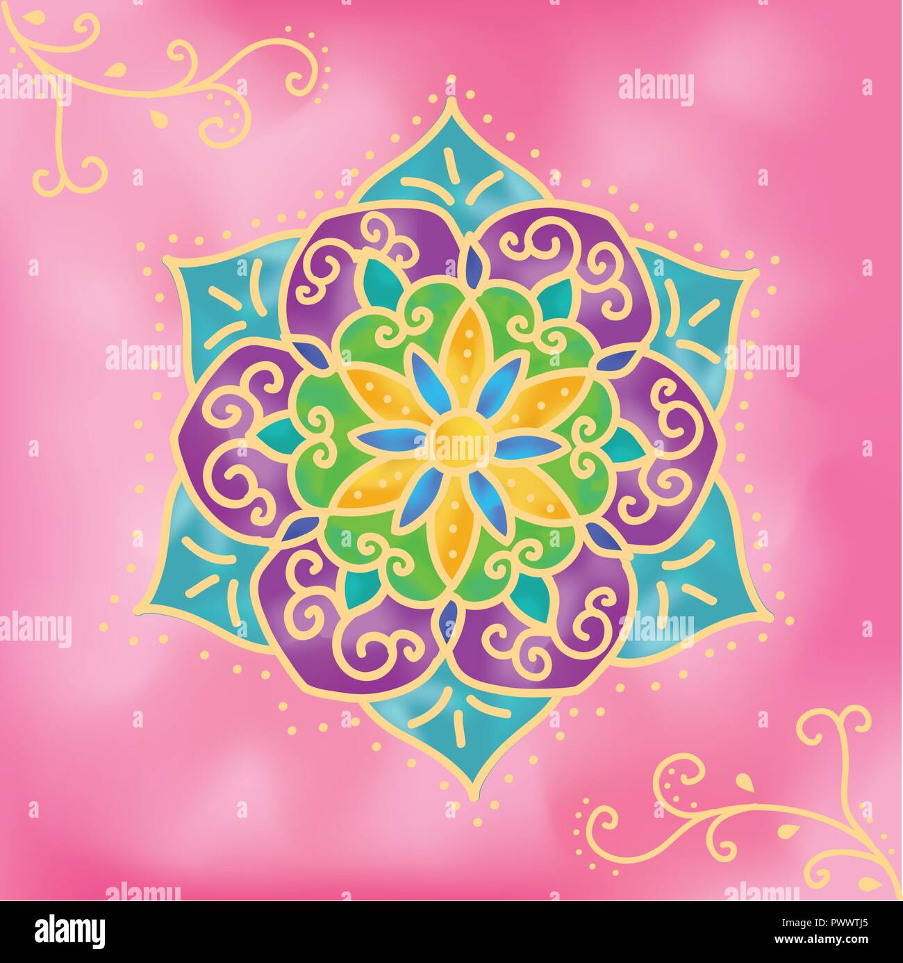 Flower mandala frame line Stock Vector Images - Alamy