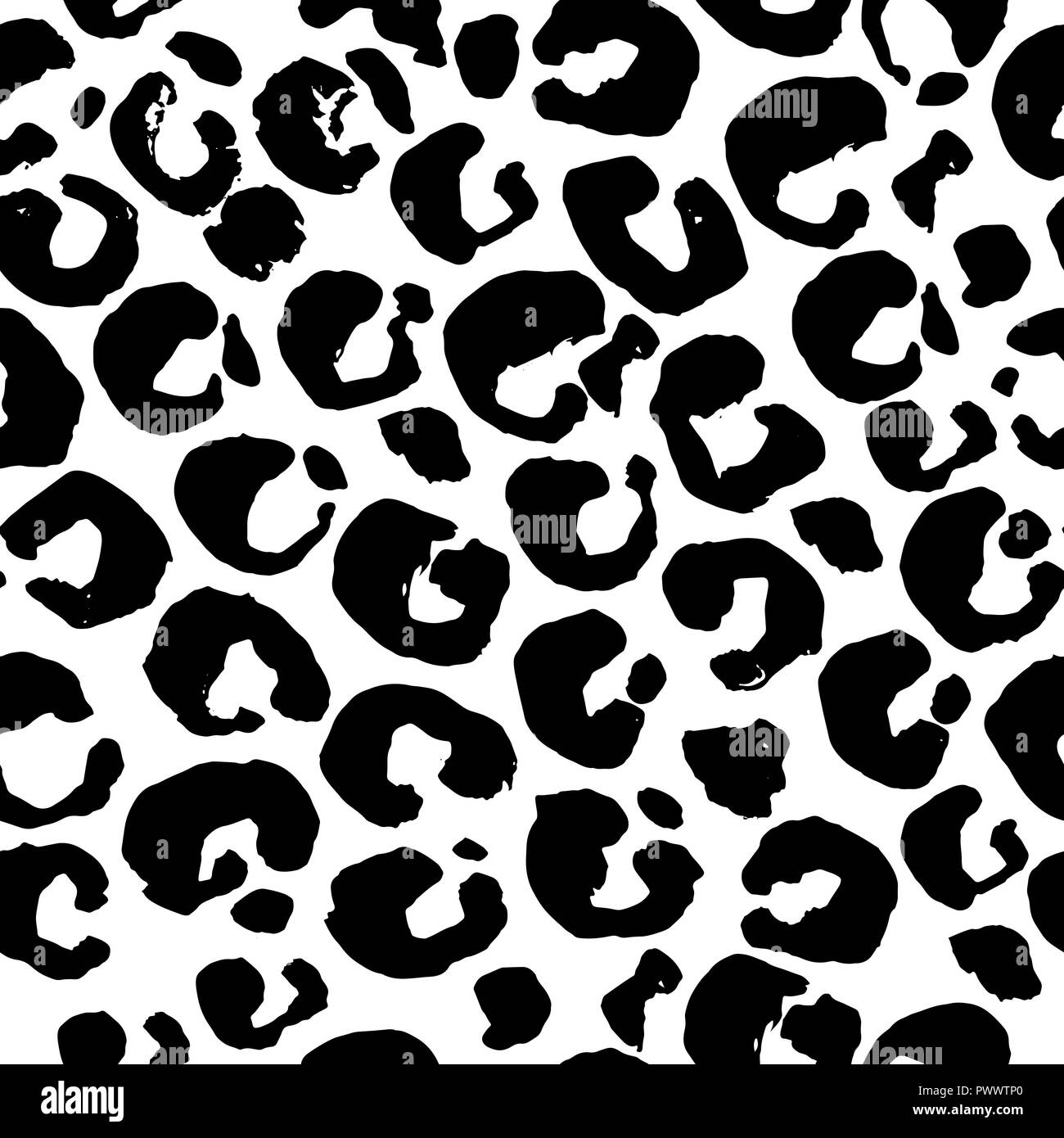 Seamless black and white leopard pattern. Animal skin grunge texture ...