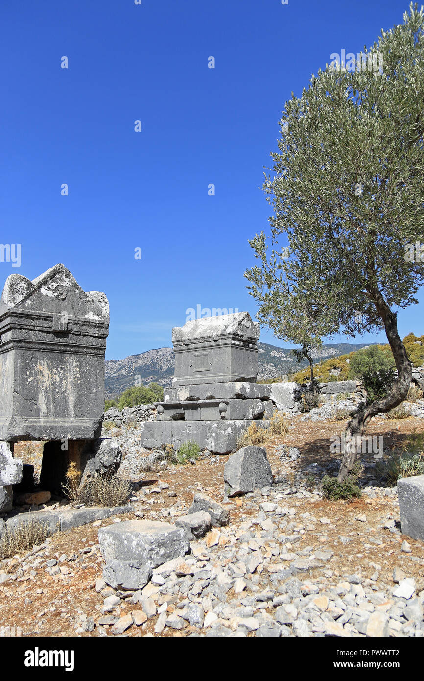 Sidyma Ancient City (Dodurga Village) in Lycia, Turkey. The site has ...