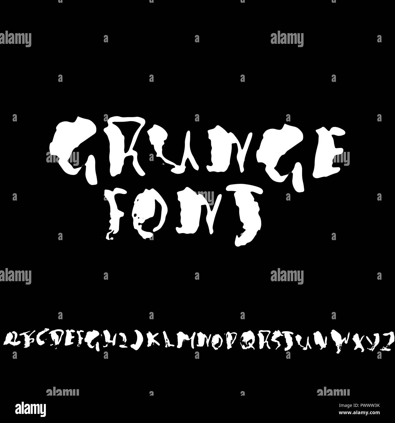 Distressed grunge alphabet and numbers.Vector modern brush ink font ...