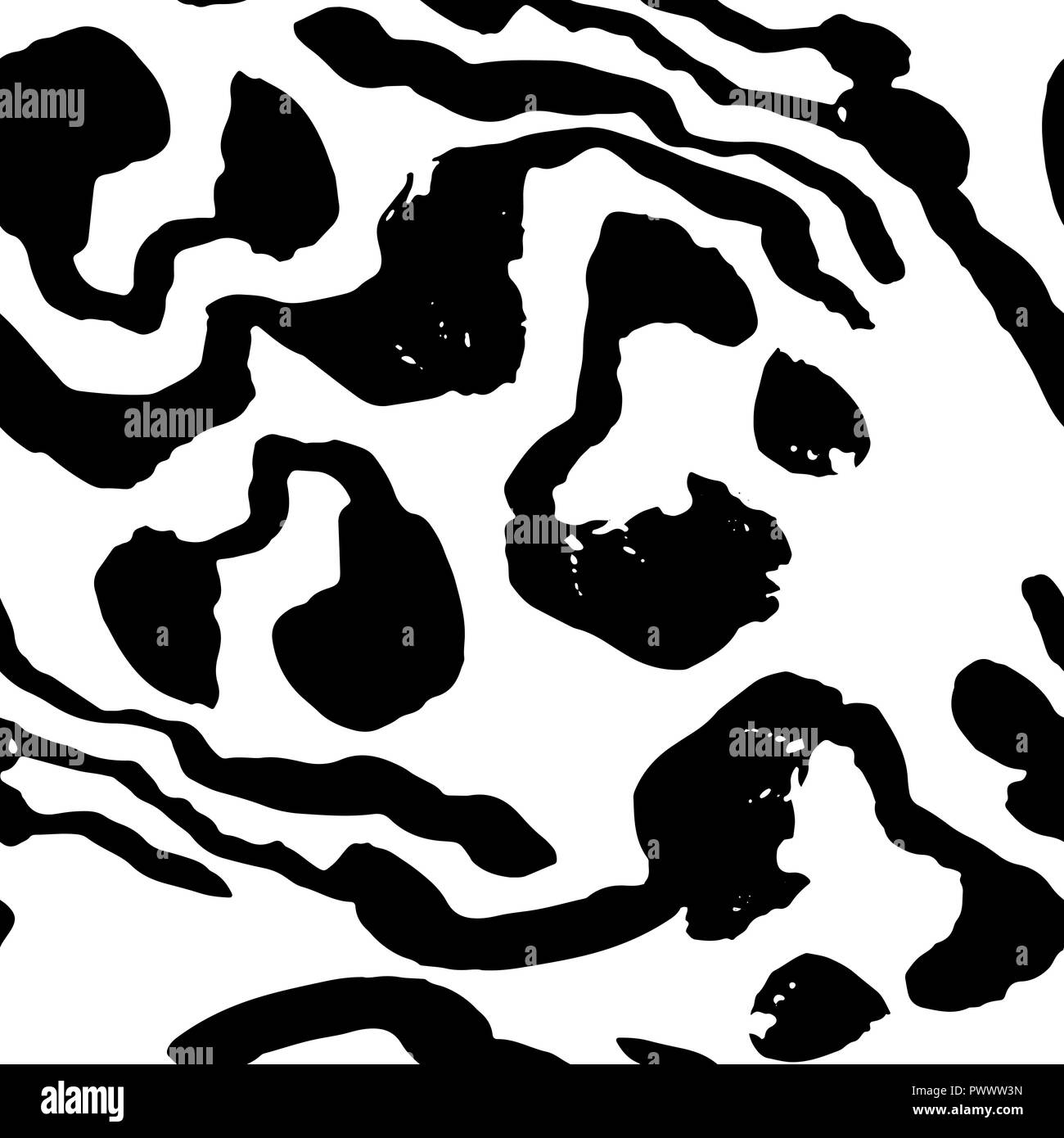 Seamless black and white leopard pattern. Animal skin grunge texture ...