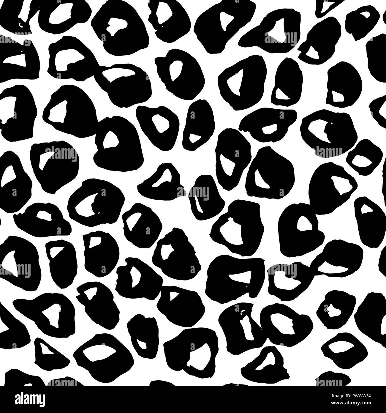 Seamless black and white leopard pattern. Animal skin grunge texture ...