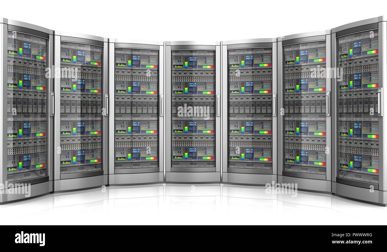 network workstation servers 3d illustration isolated on white ...