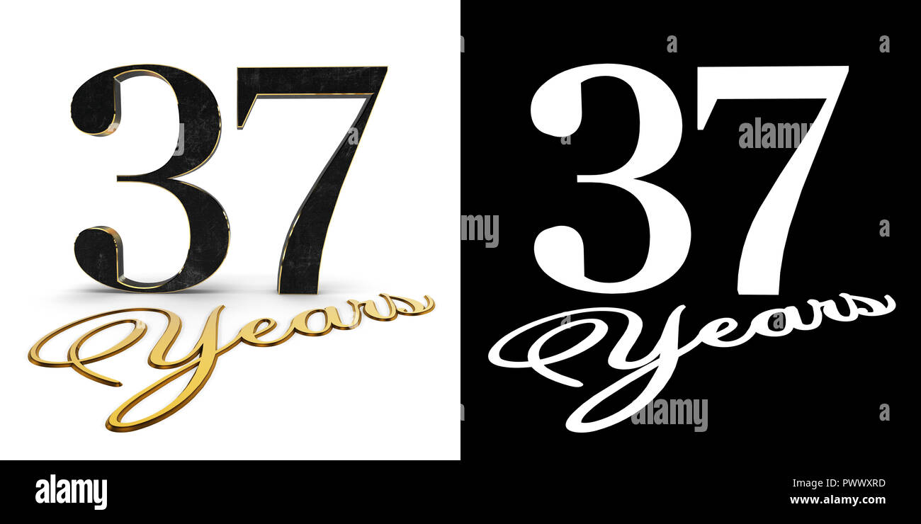 Golden number thirty seven (number 37) and the inscription years with ...