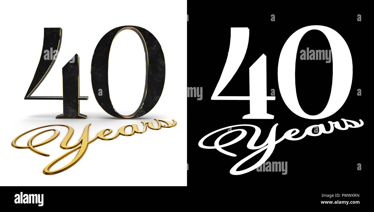 Golden number forty (number 40) and the inscription years with drop ...