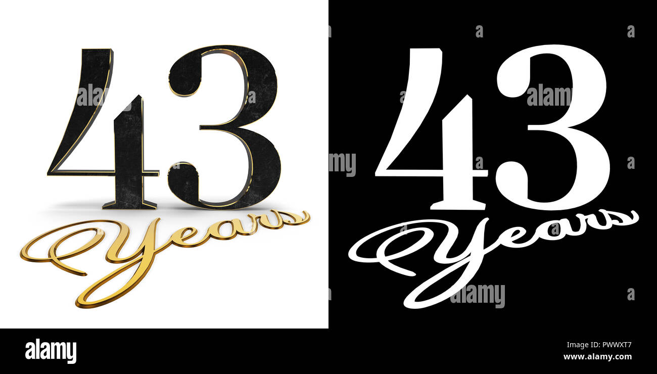 Golden number forty three (number 43) and the inscription years with ...