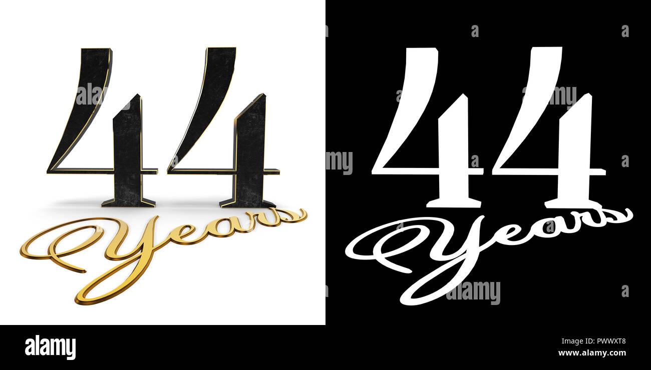 Golden number forty four (number 44) and the inscription years with ...