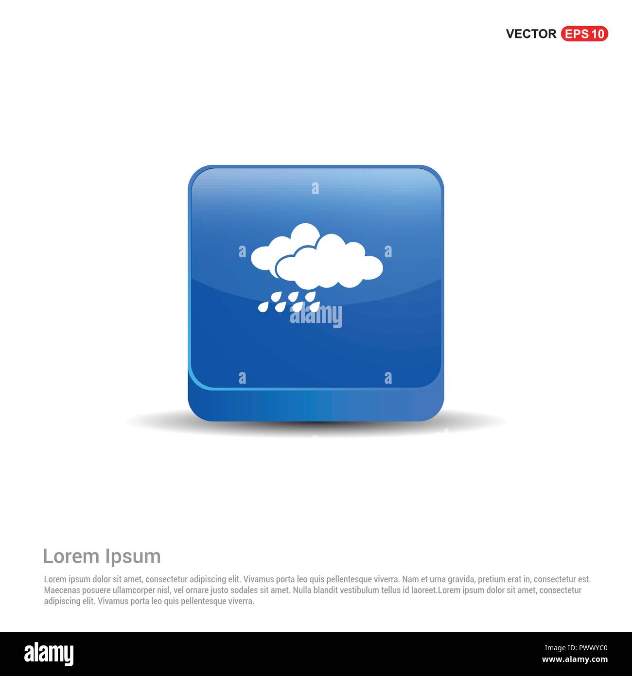 Rain Cloud Icon - 3d Blue Button Stock Vector Image & Art - Alamy