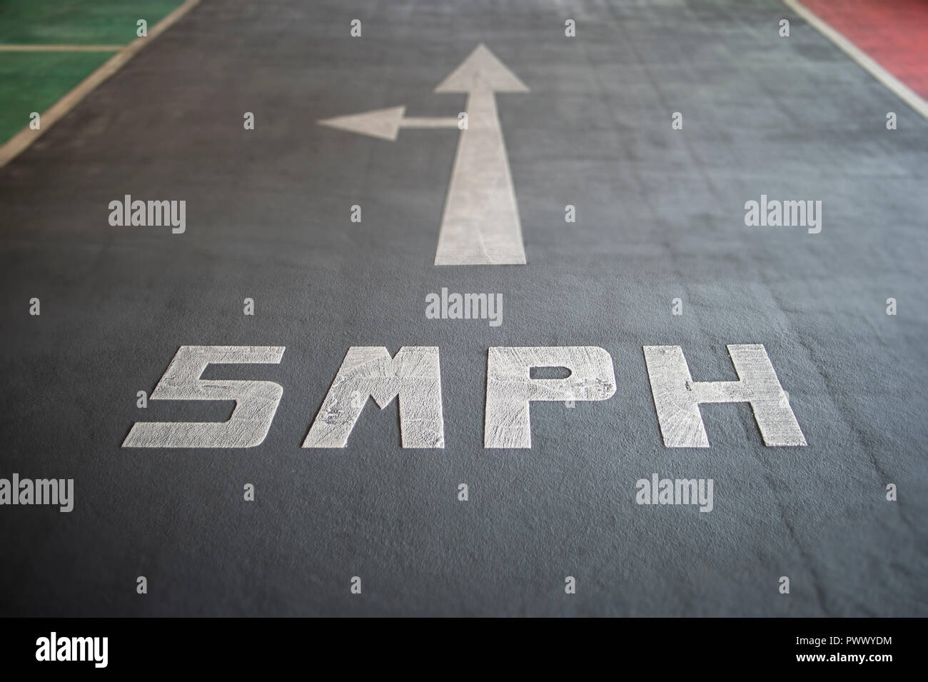 5 MPH sign painted on the road Stock Photo - Alamy