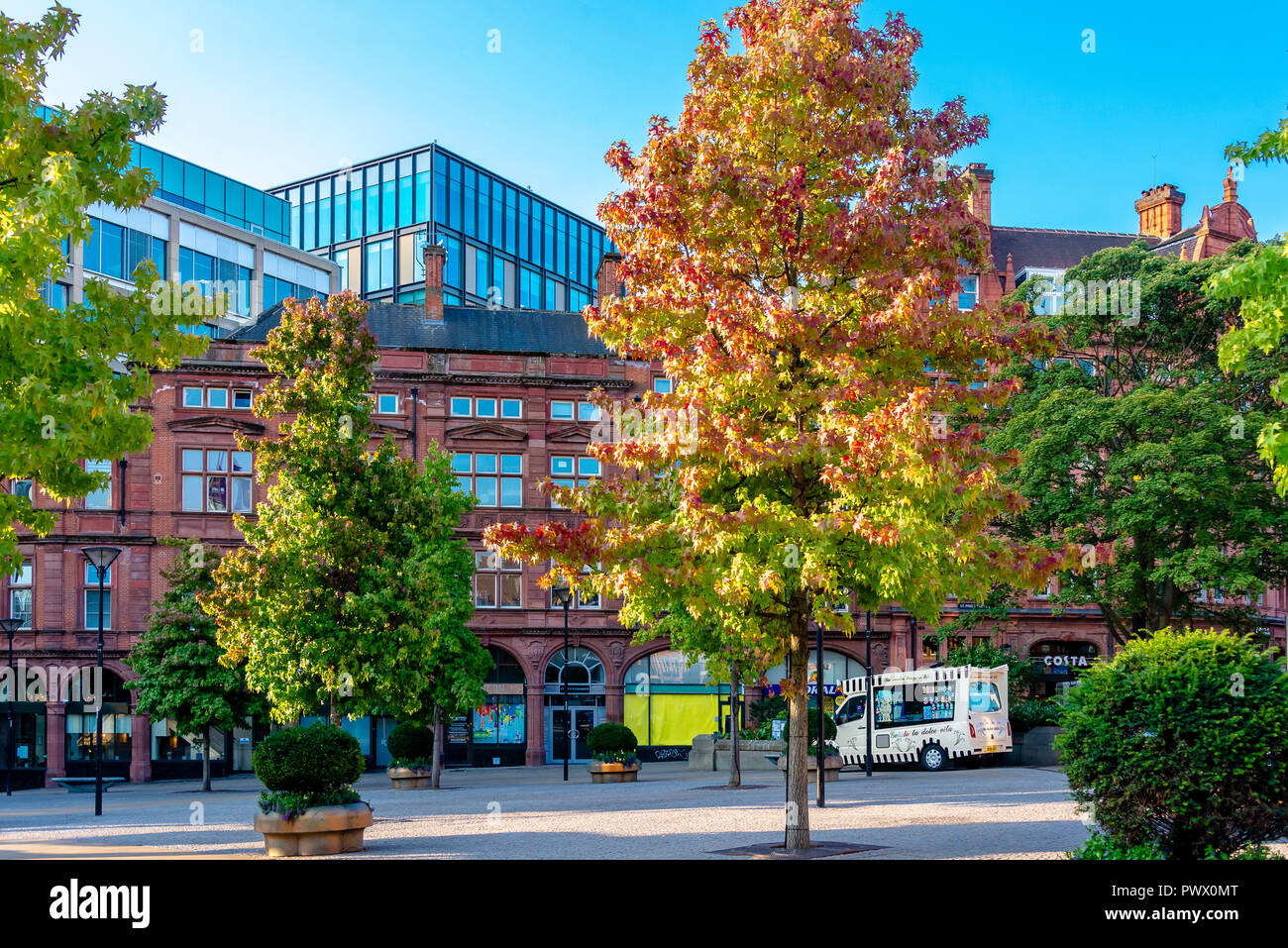Sheffield, UK - 30 Aug 2018: Sheffield city centre buildings and ...