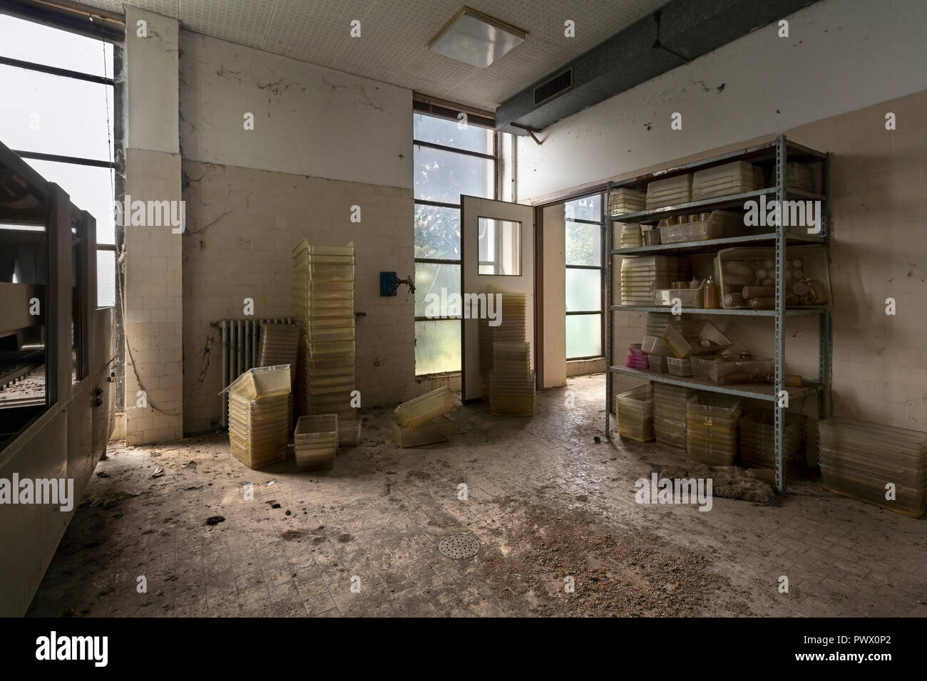 Interior view of an abandoned animal testing facility in Italy Stock ...