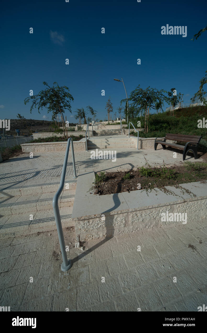 garden path, green area, Modiin City Stock Photo - Alamy