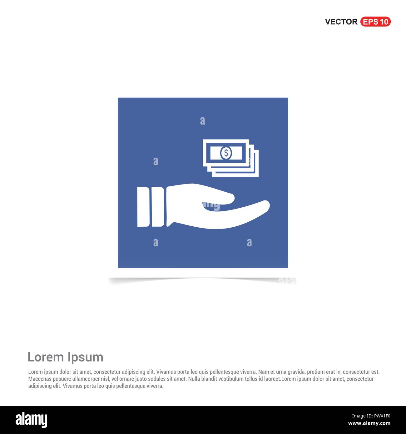 Hand holding money icon - Blue photo Frame Stock Vector Image & Art - Alamy