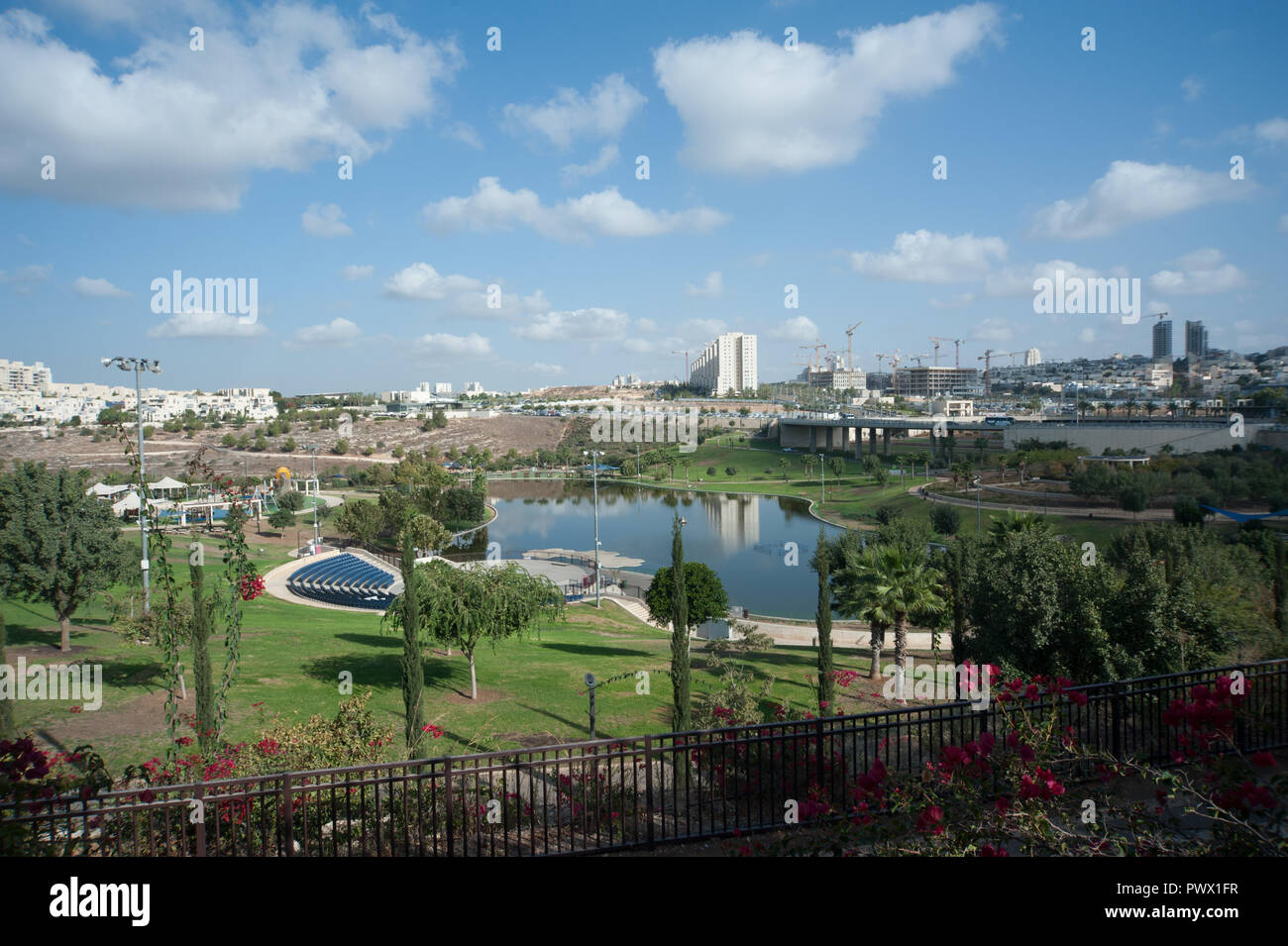 landscape of beautiful park, sunny shooting, Modiin City Stock Photo ...