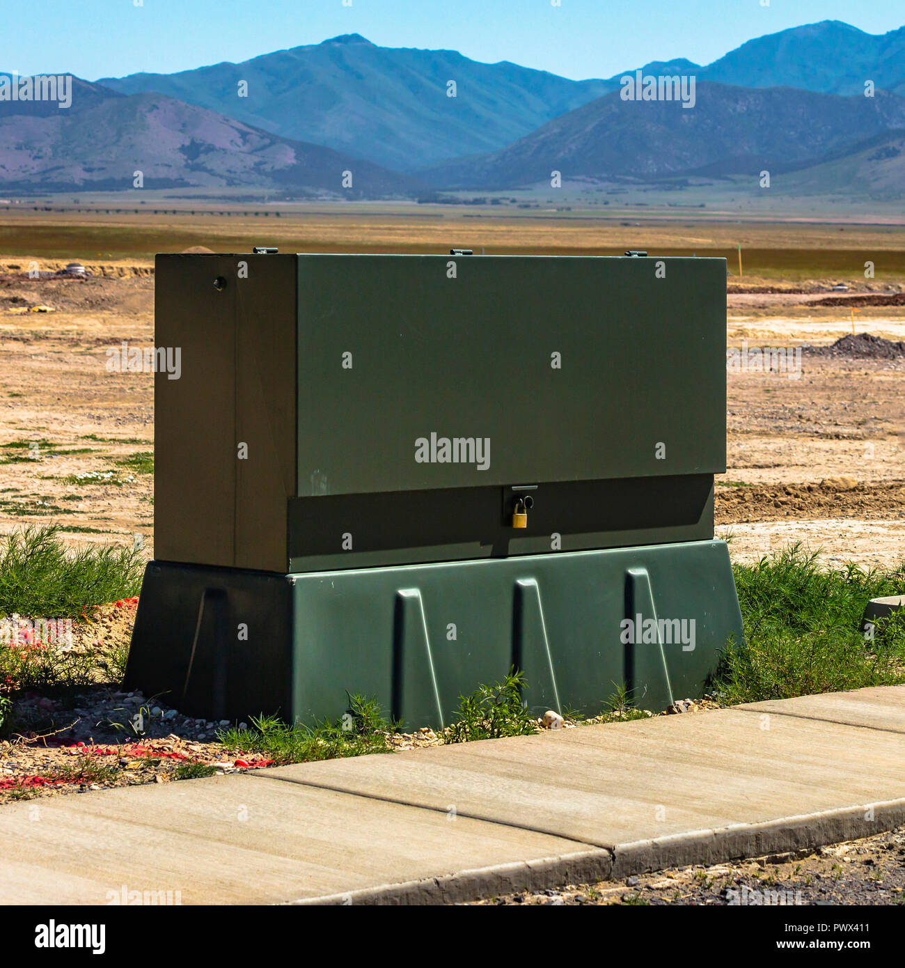Power box on a construction zone near a mountain Stock Photo - Alamy