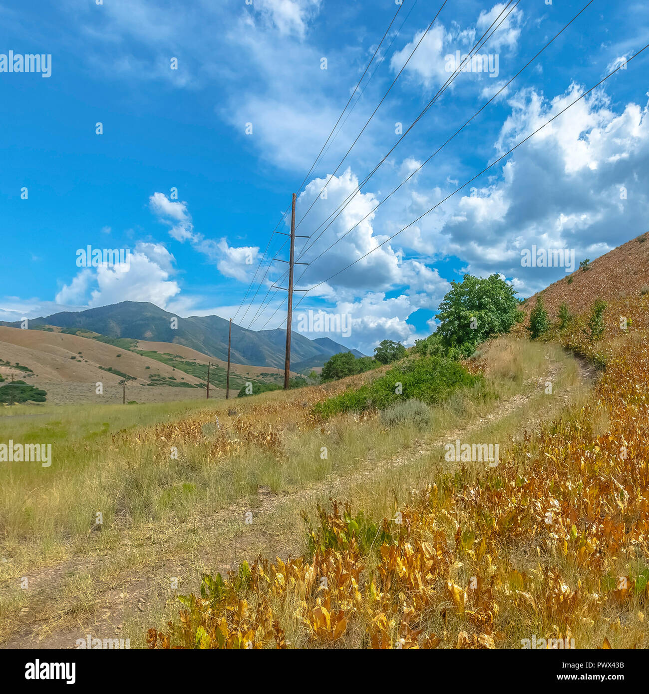 Power lines hill hi-res stock photography and images - Alamy