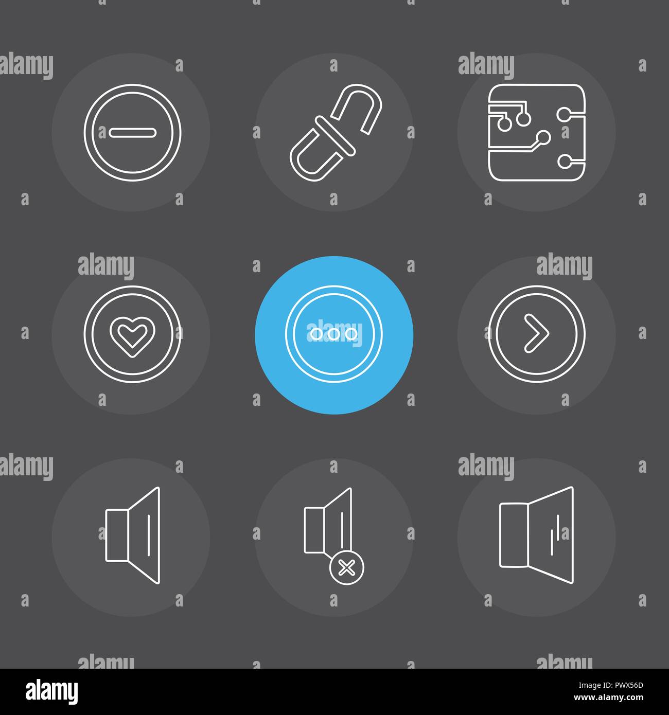 user interface , buttons , application , multimedia , speaker, sound , mute , clock , menu ...