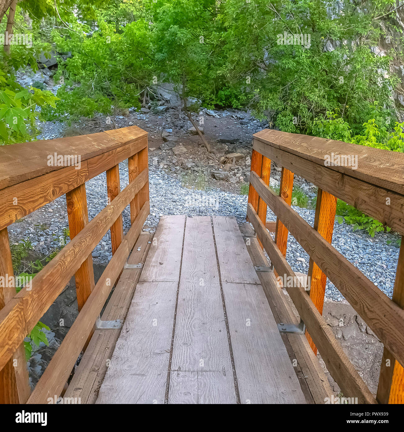 Wooden bridge with rails in Provo Canyon Utah Stock Photo - Alamy