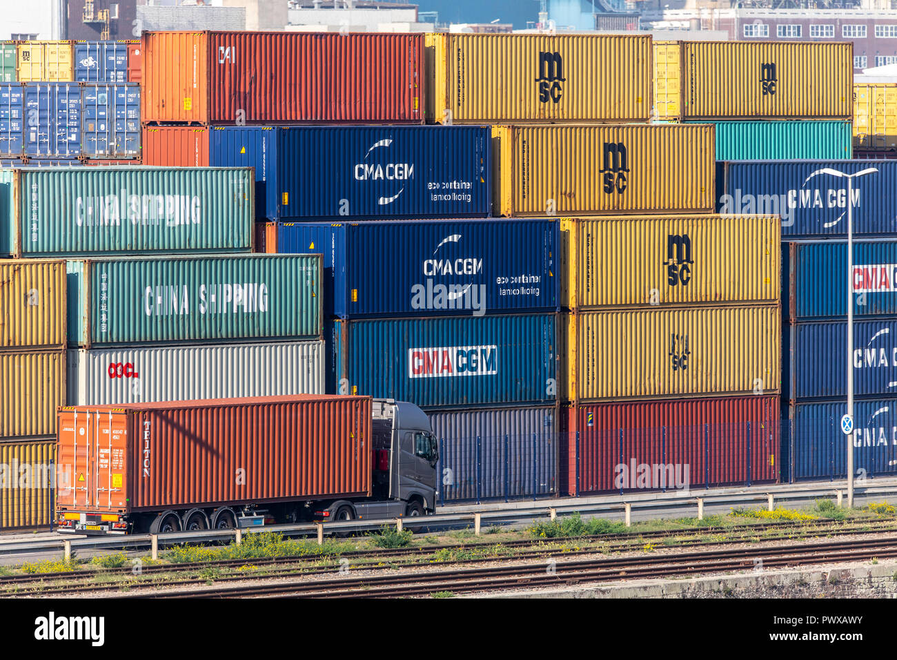Container terminal in the Rhein-Neckar-Hafen Mannheim, in terms of area ...