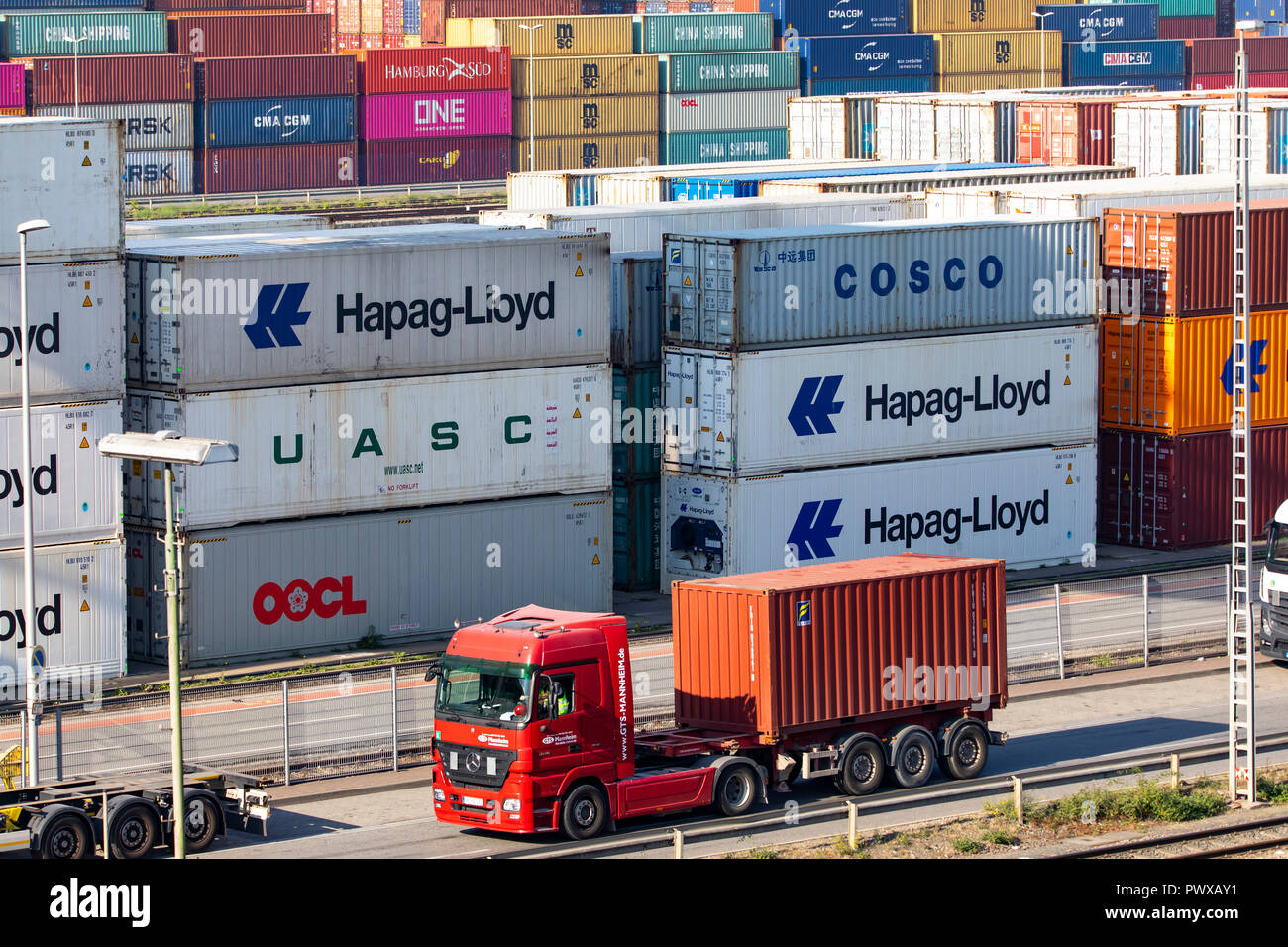 Container terminal in the Rhein-Neckar-Hafen Mannheim, in terms of area ...