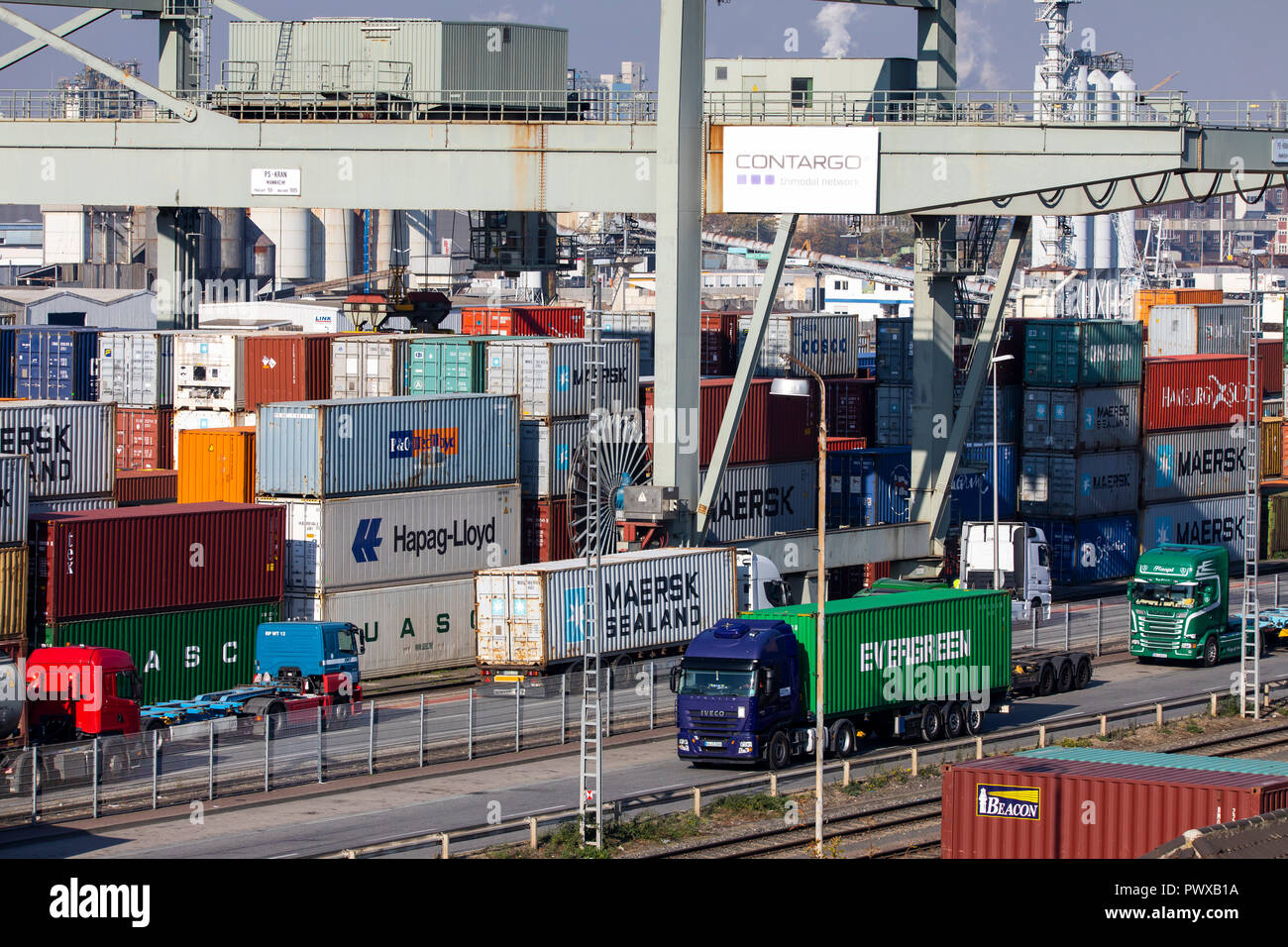 Container terminal in the Rhein-Neckar-Hafen Mannheim, in terms of area ...