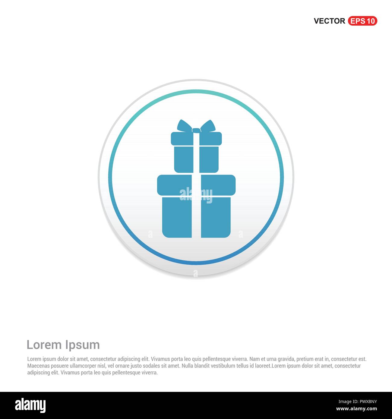 Christmas Gift Box Icon - white circle button Stock Vector Image & Art ...