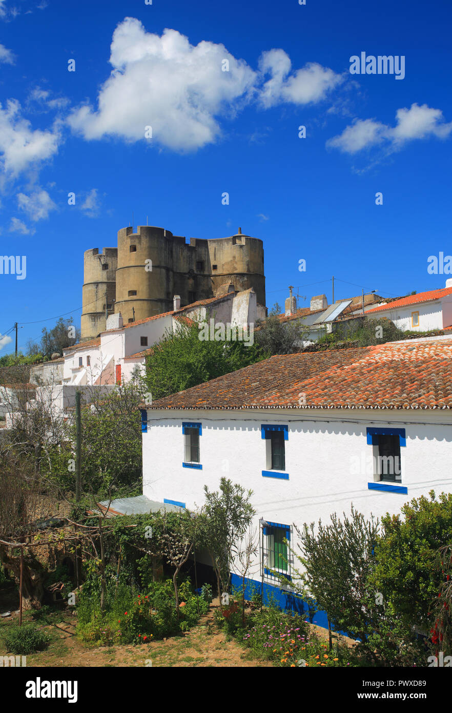 Portugal, Alentejo, Evora. The historical hilltop village built within ...
