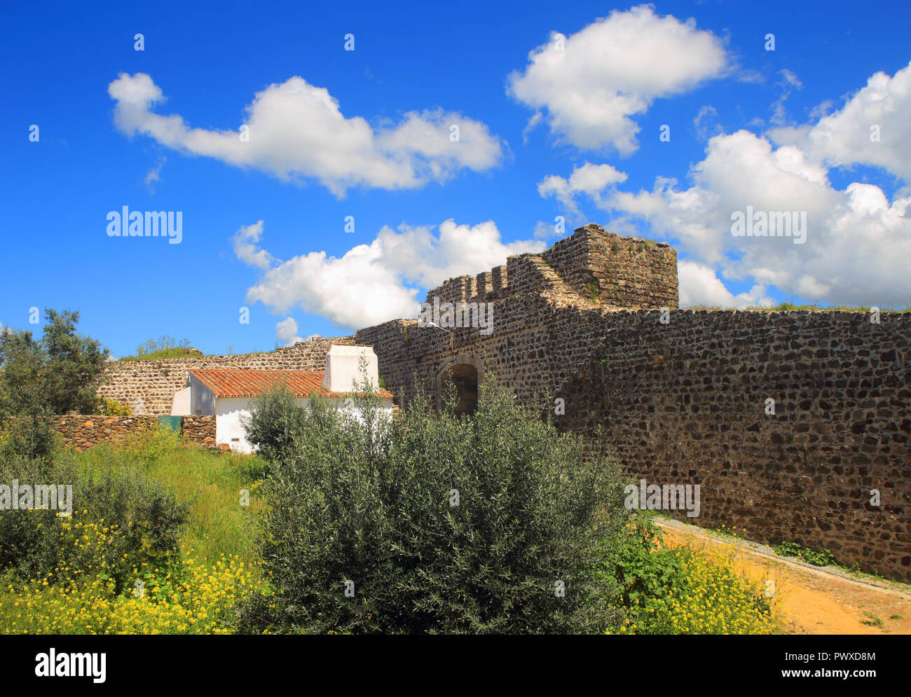 Portugal, Alentejo, Evora. The historical hilltop village built within ...