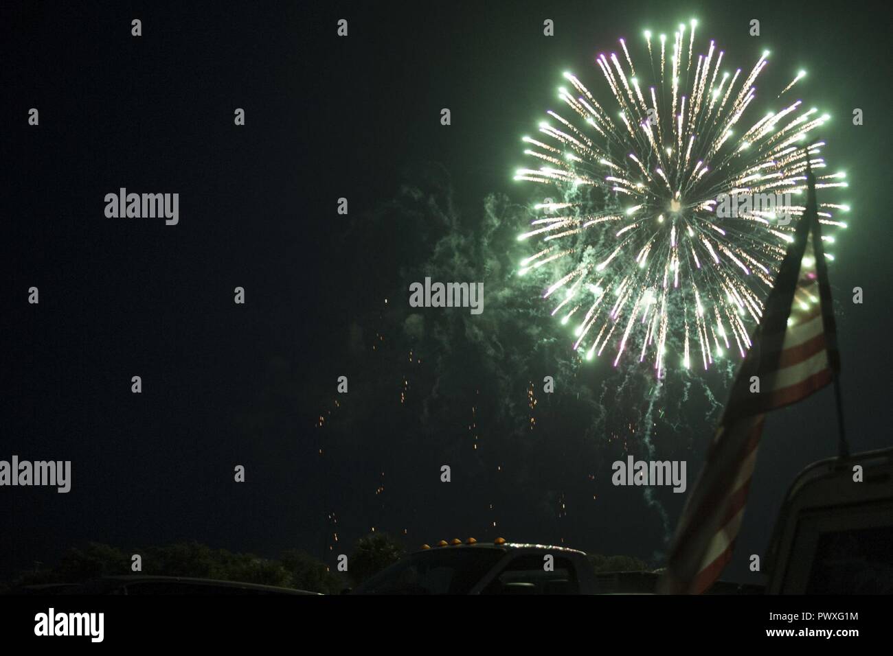 Fireworks illuminate the night sky during an Independence Day ...