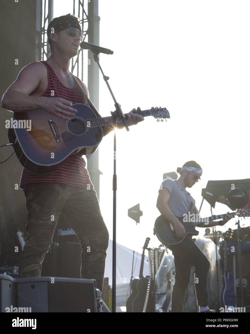 Brett Young, country music singer, performs during Marine Corps Base ...
