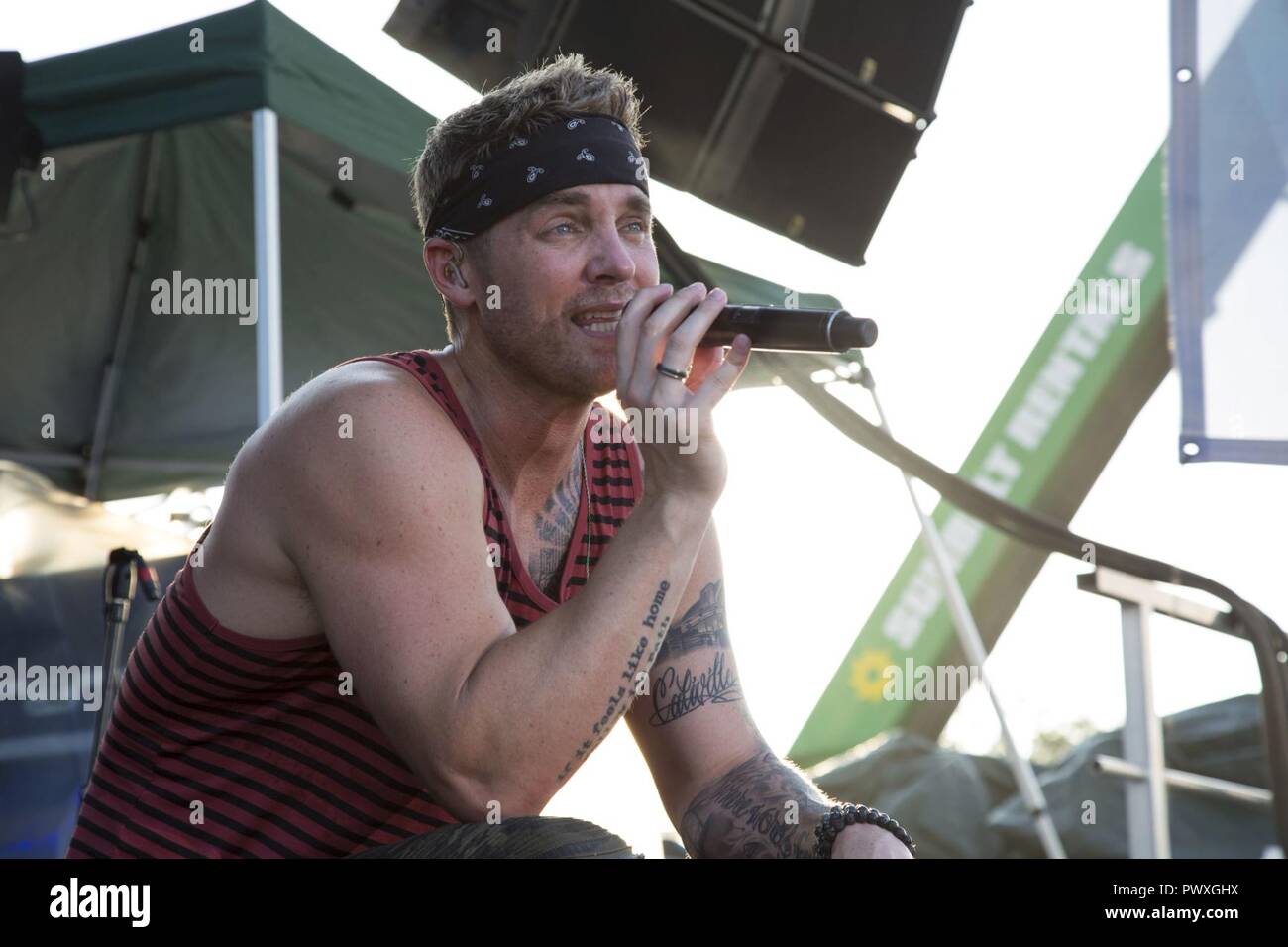 Brett Young, country music singer, performs during Marine Corps Base ...