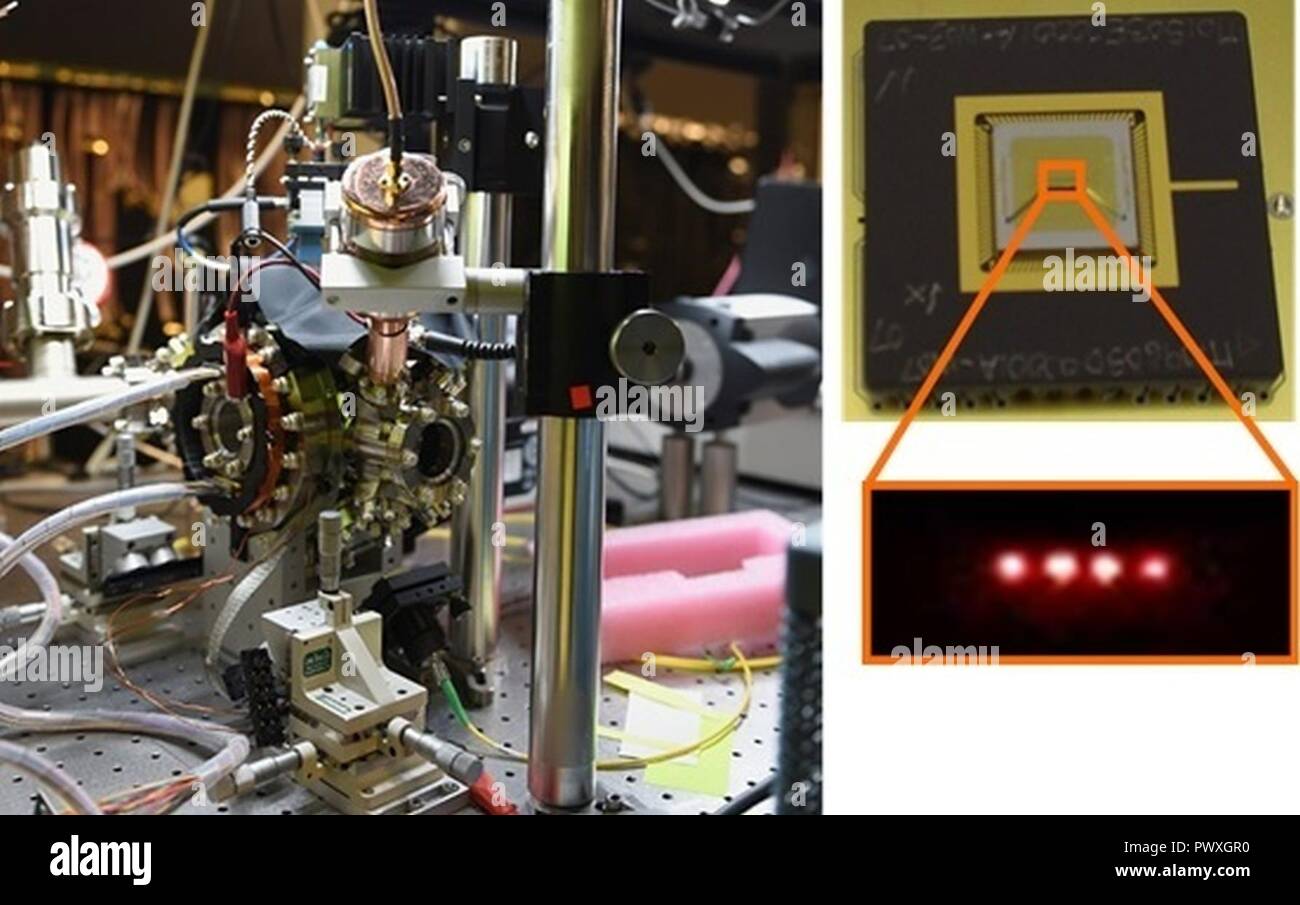 The ultrahigh vacuum chamber that houses the trapped ion experiment ...