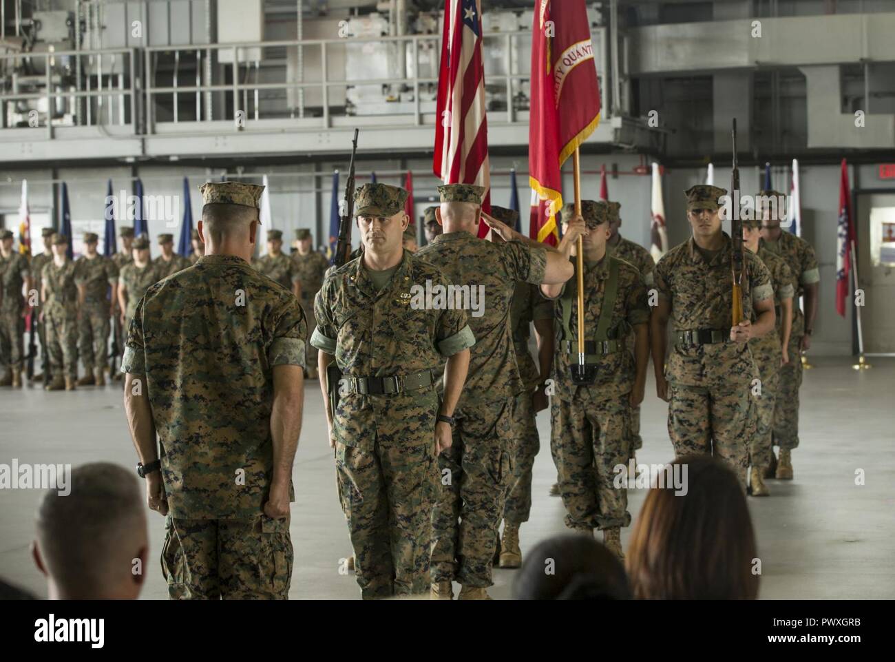 U.S. Marines with Marine Corps Air Facility Quantico (MCAF) render ...