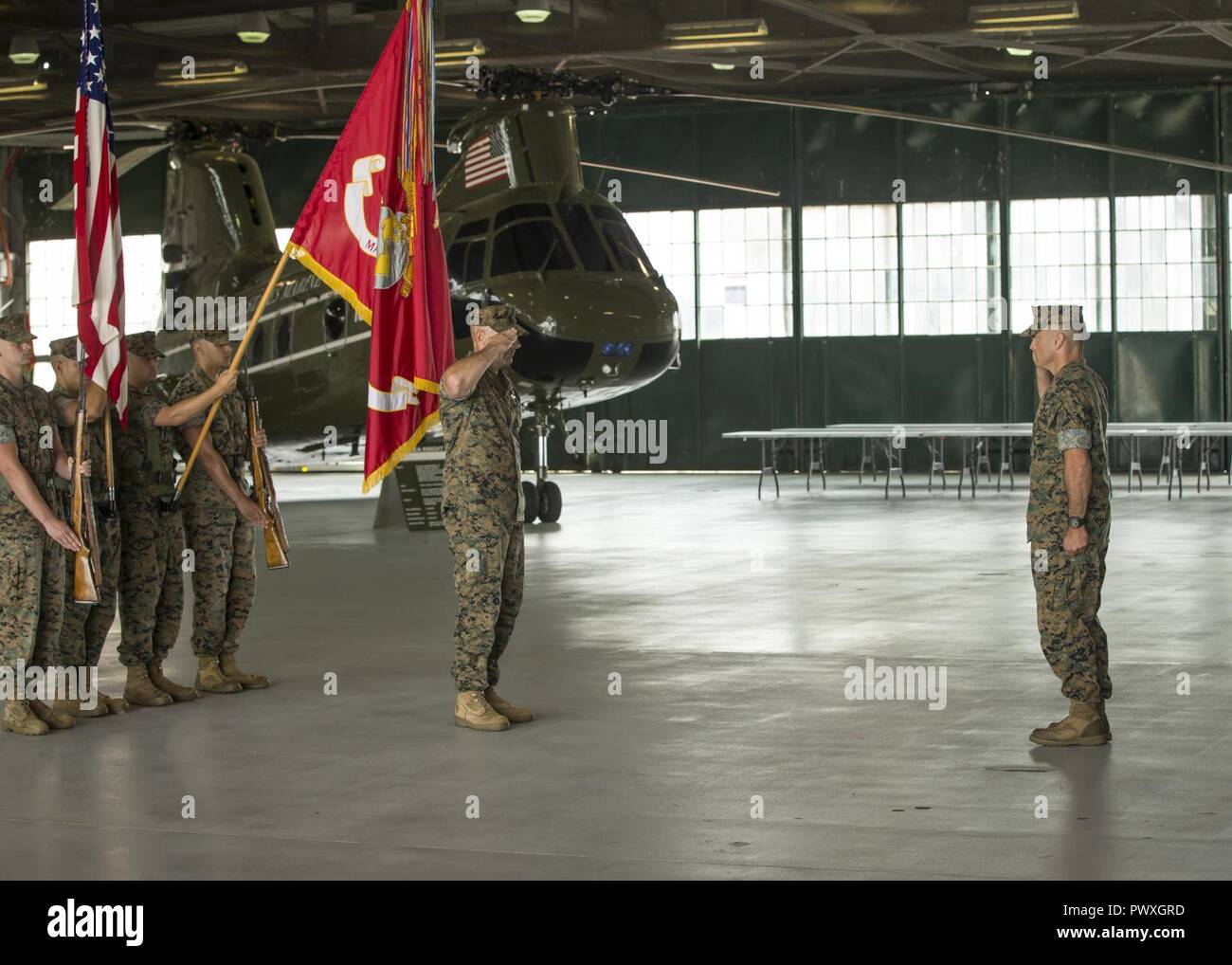 U.S. Marines with Marine Corps Air Facility Quantico (MCAF) render ...