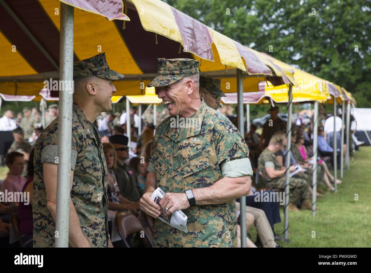 U.S. Marine Corps Col. Todd J. Oneto, left, outgoing commanding officer ...