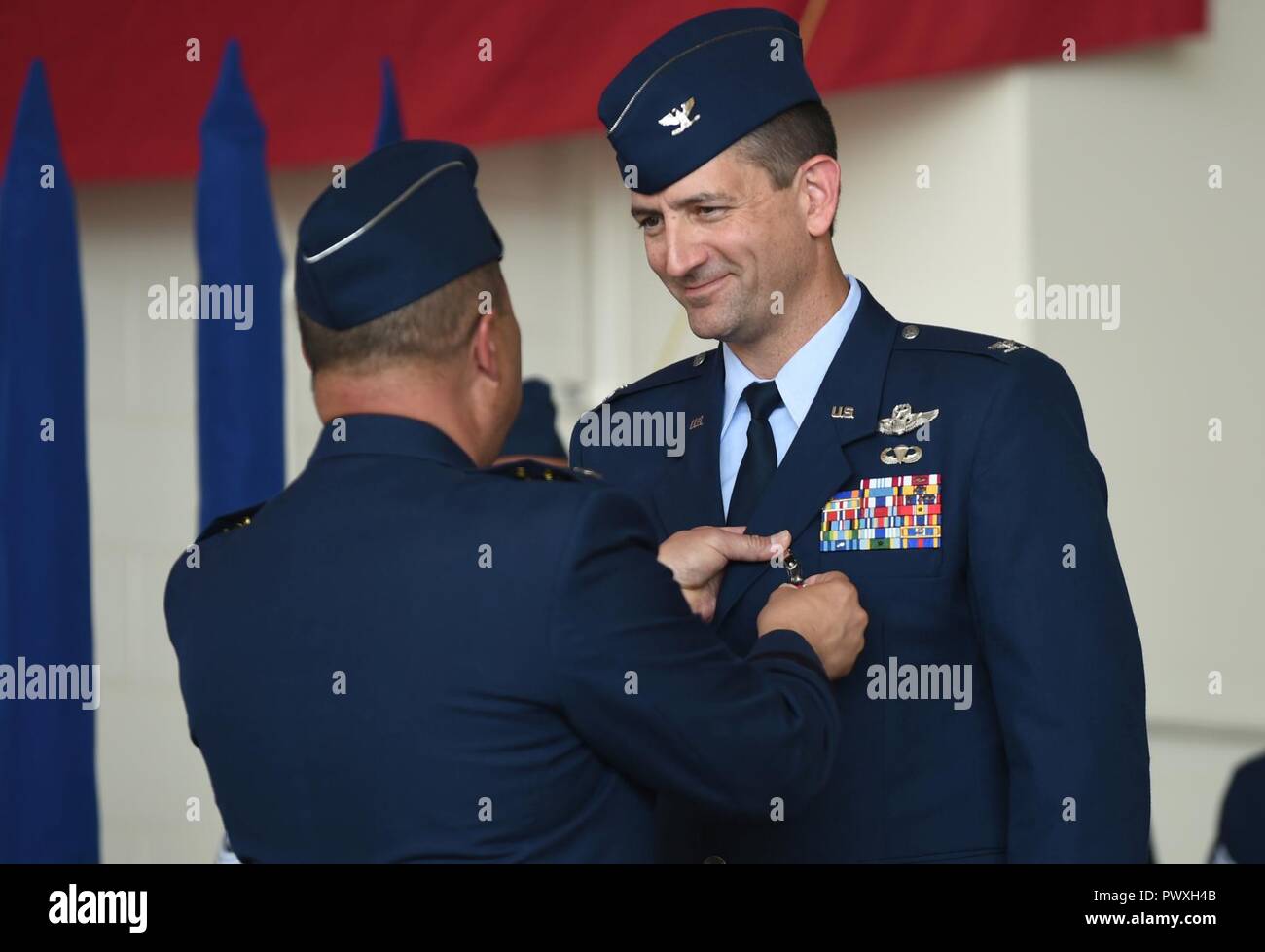 U.S. Air Force Col. Stephen Hodge, right, 317th Airlift Group commander ...