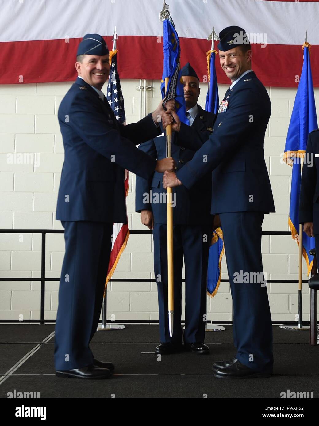 U S Air Force Col David Owens 317th Airlift Wing Commander Hands A