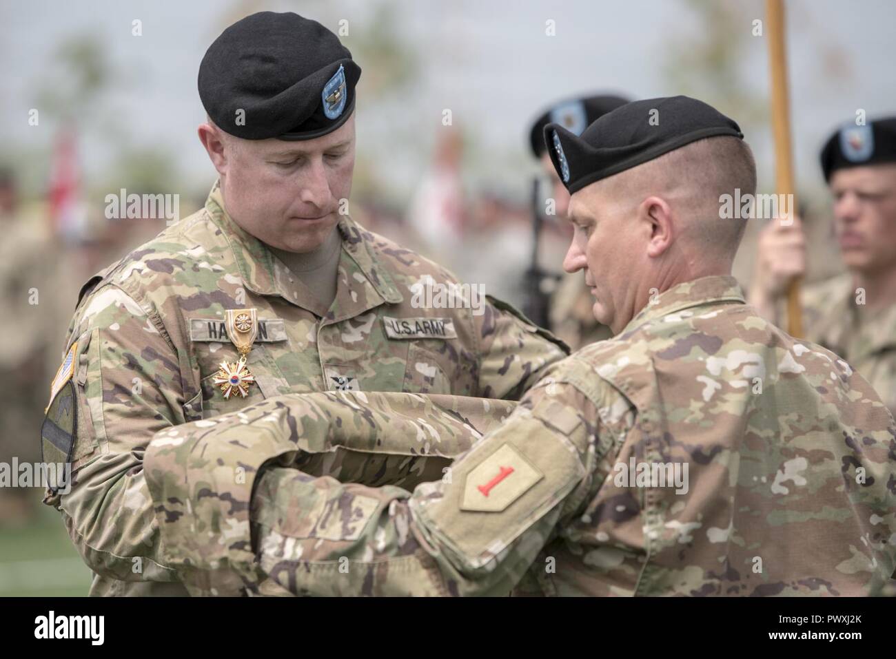 Col. Timothy Hayden, Commander, 1st BCT, 1st Inf. Div., and Command Sgt ...